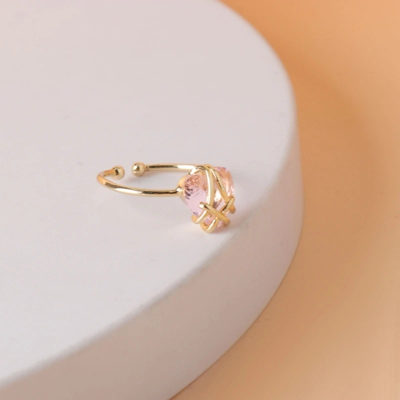 Open-Ring-Zircon-Pink-Crystal-Heart-Shaped-Ring-Dinner-Party-Christmas ...