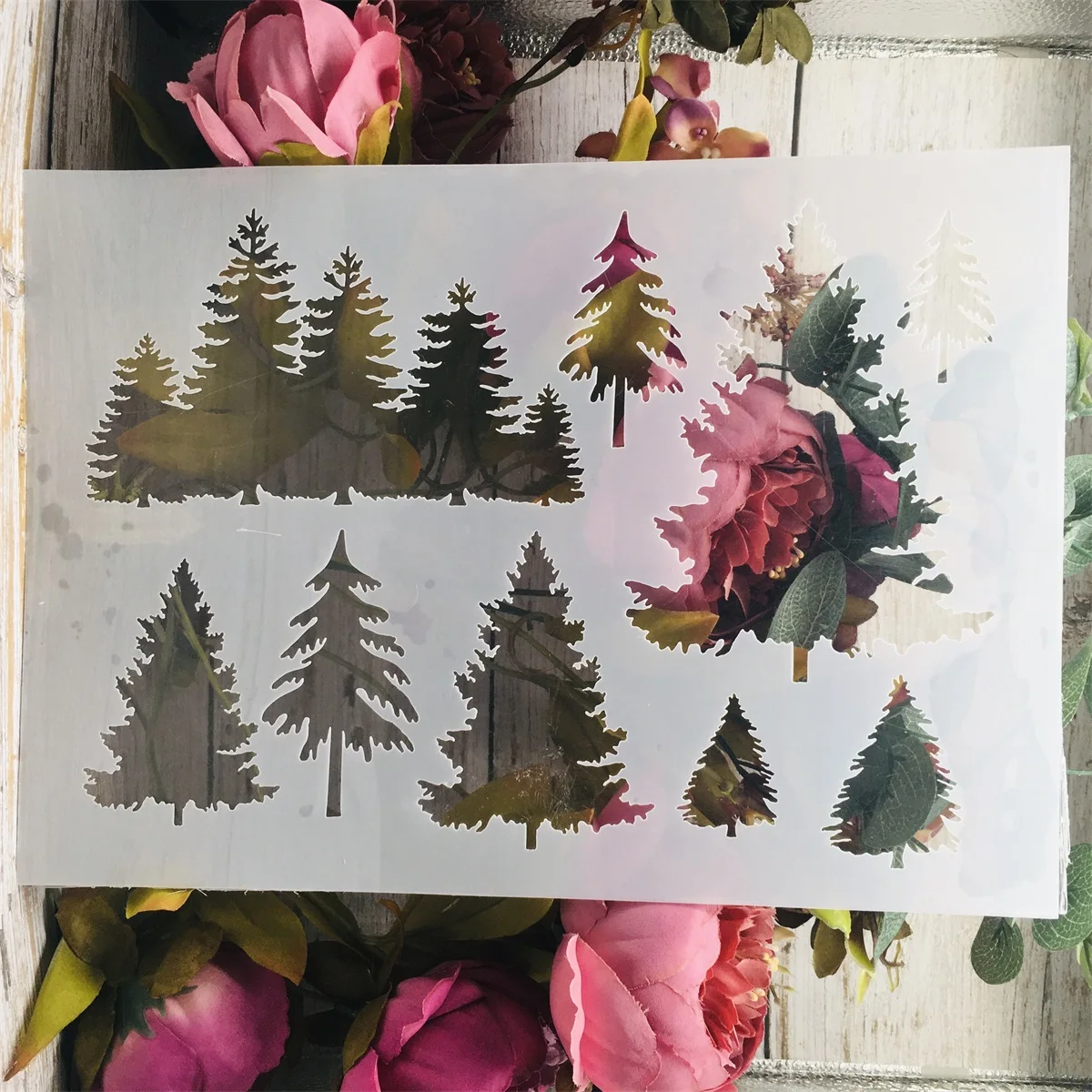 A4 29*21cm Forest Pine Tree DIY Layering Stencils Wall Painting ...