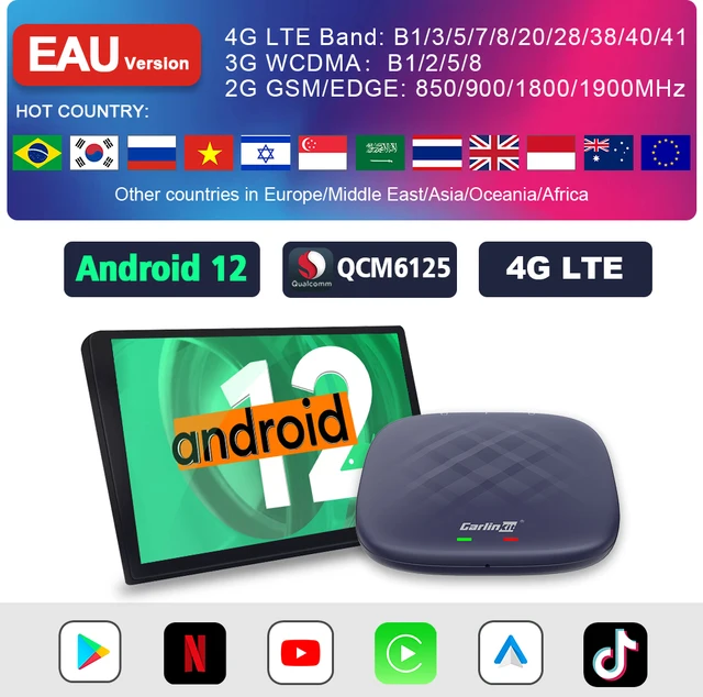Carlinkit CarPlay Ai TV Box Plus Android12 8 + 128GB QCM 8-Core 665 6125 لاسلكية كاربلاي أندرويد ...