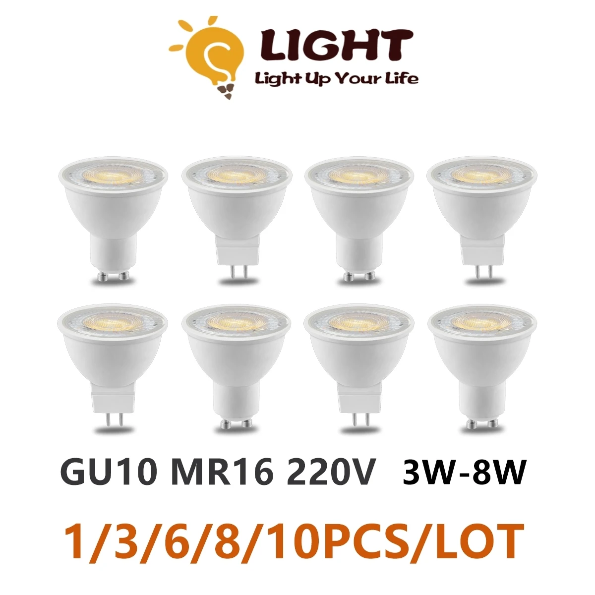 1-10PCS GU10 MR16 LED Lamp Spotlight Bulb 38 Degree lampara AC220V 120V ...