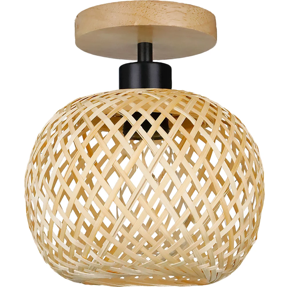 Ceiling Light Fixture Bamboo Woven Light Fixture Retro Rustic Ceiling ...