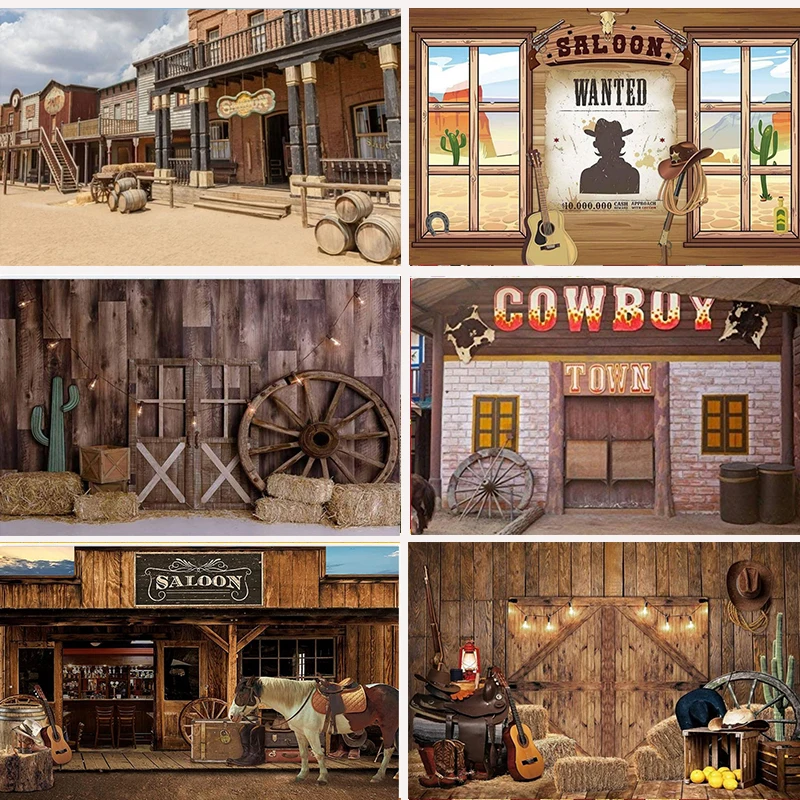 Western-Cowboy-Rustic-Wood-Farmhouse-Wild-West-Barn-Door-Happy-Birthday ...