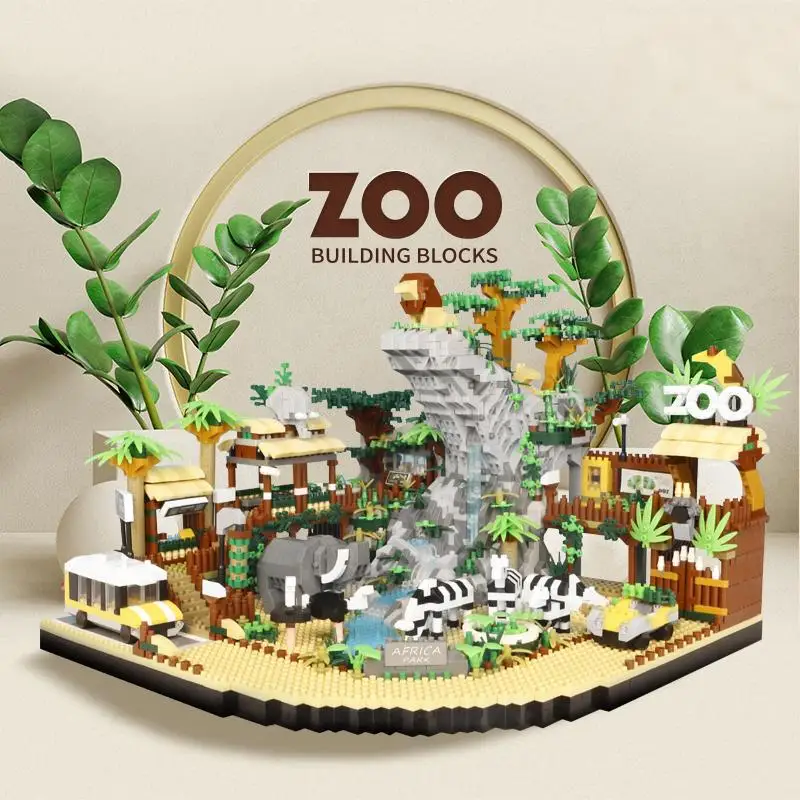 OUZEY 4800+ PCS Desert Zoo Building Blocks, MOC Animals Park Model ...