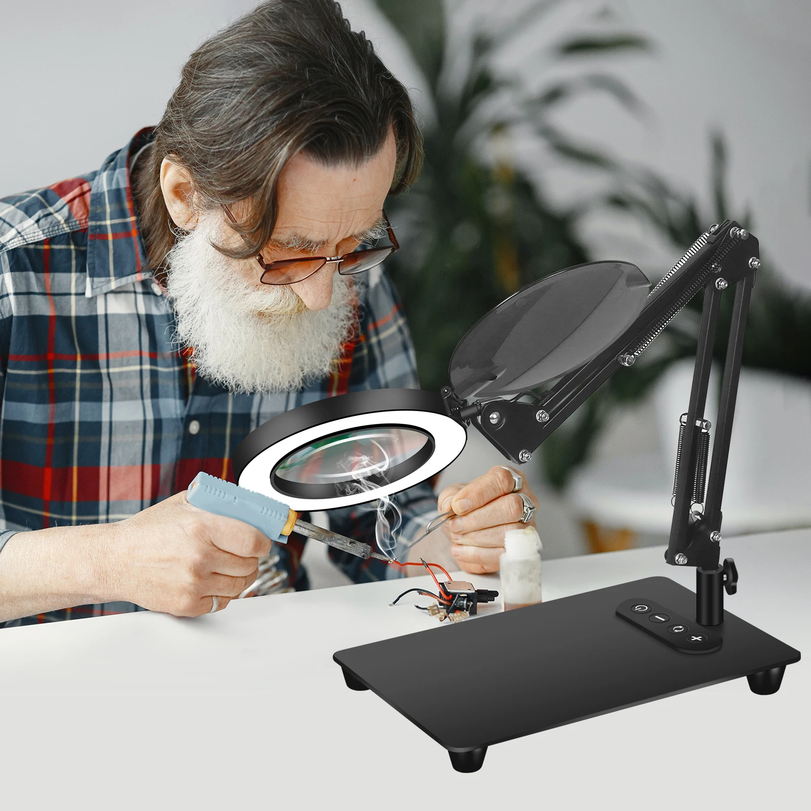 Magnifying-Glass-with-Light-and-Stand-5X-Magnifying-Lamp-with-5-Color ...