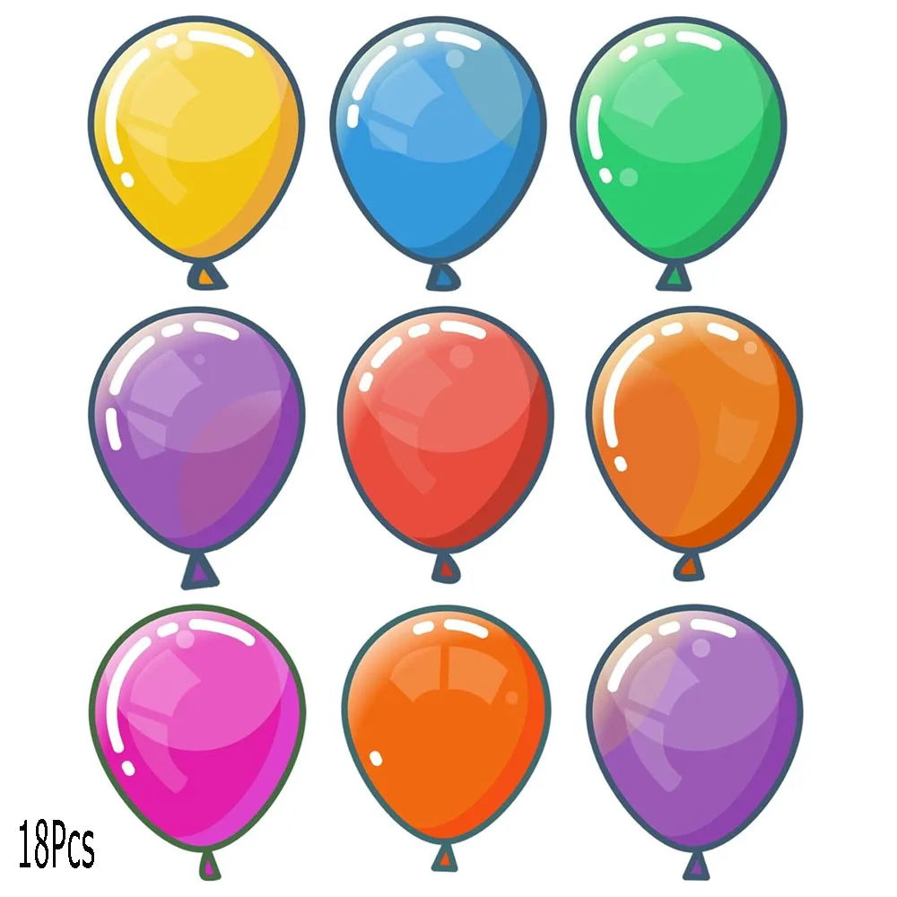 5x6Inch Colorful Balloons Cutouts Cards 9Colors Birthday Bulletin Board ...