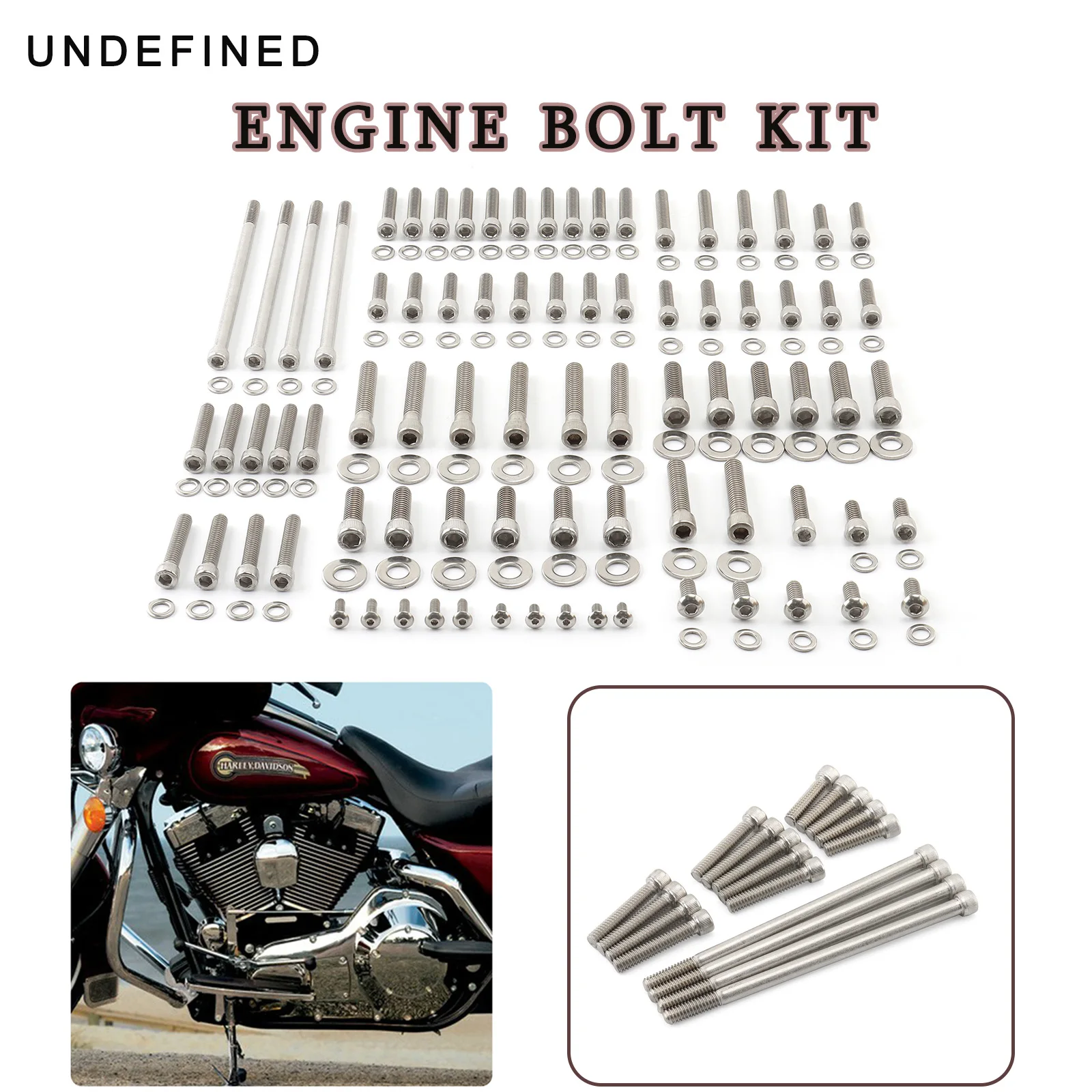 Stainless Motorcycle Engine Screw Bolt Kit Set For Harley Touring Road ...