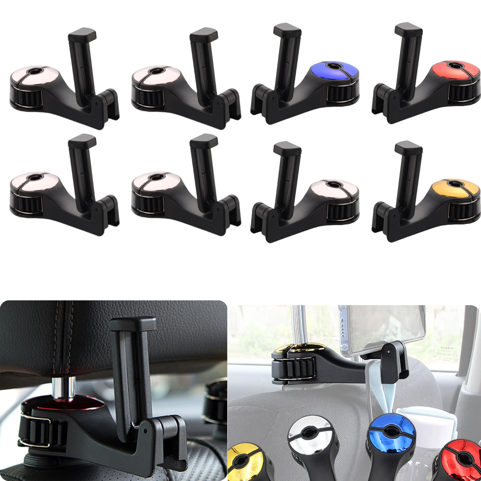 1/2/4pcs 2 in 1 Auto Headrest Rod Bracket Multifunctional Rear ...