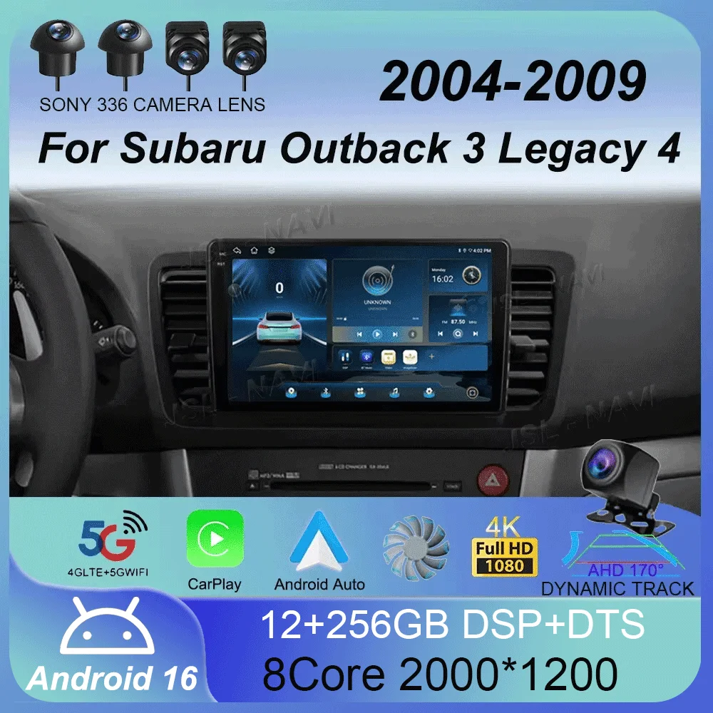 QLED Android 16 For Subaru Outback 3 Legacy 4 2004 2005 2007 2008 2009 ...
