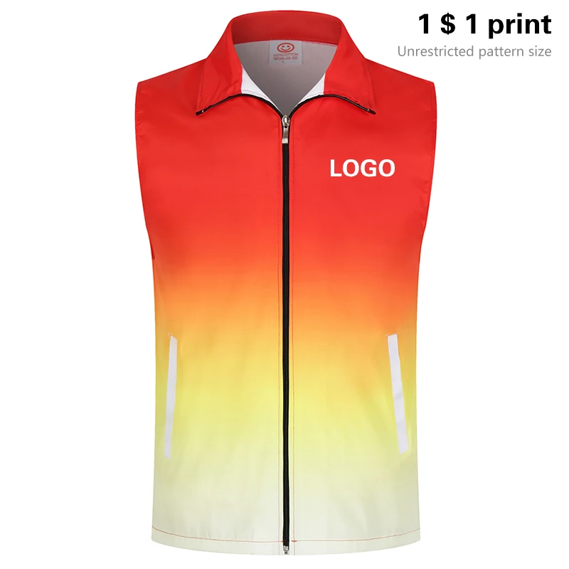 Summer New Sleeveless Thin Breathable Gradient Vest Activity Volunteer ...