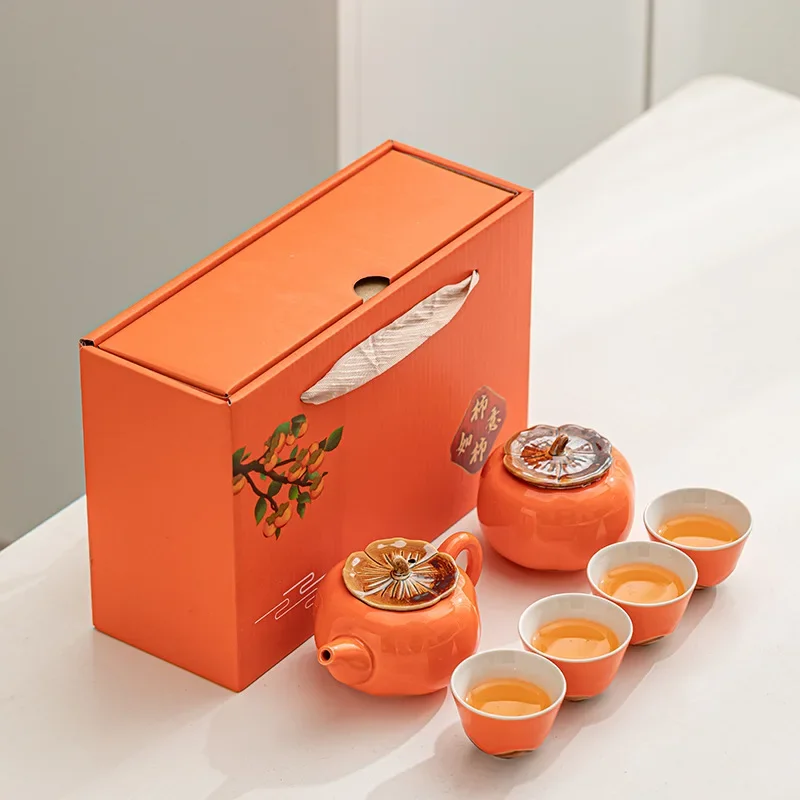 6-piece-Set-Creative-Orange-Shape-Tea-Set-Gift-Box-Ceramics-Teacup ...