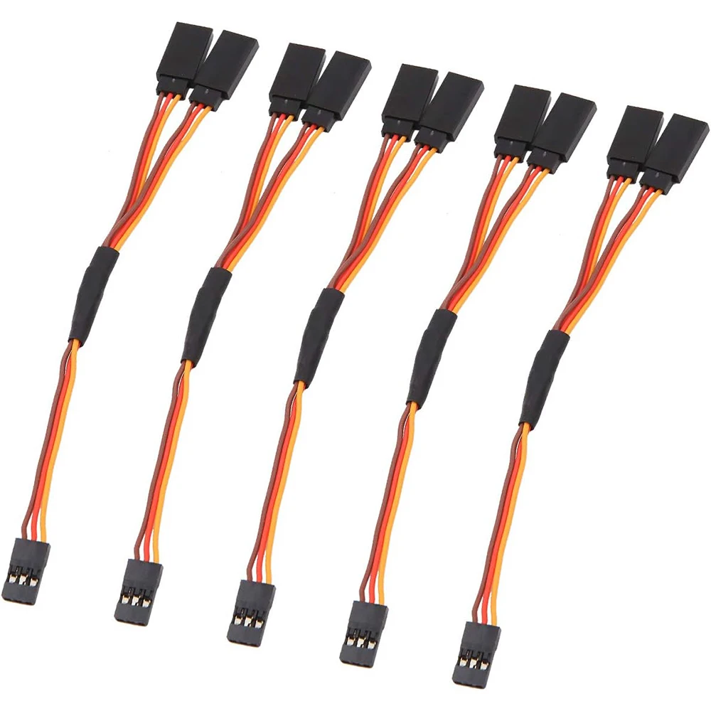 5pcs Servo 1 Male to 2 Female Y Harness Leads Splitter Cable JR/Futaba ...