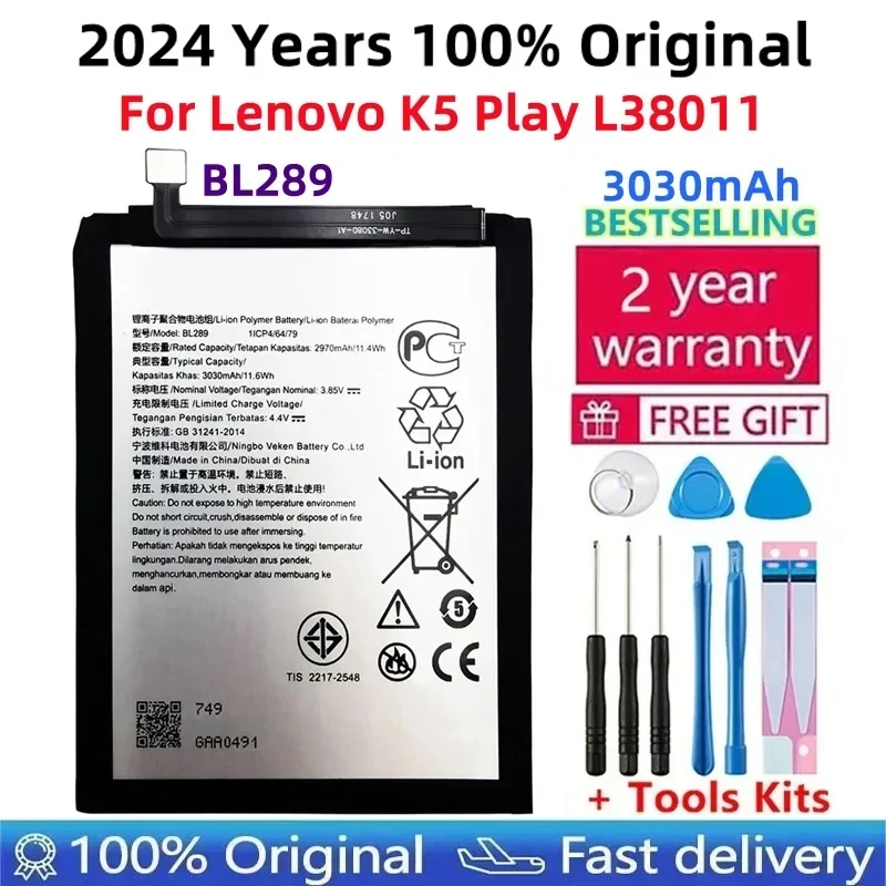 Bater-a-100-Original-para-Lenovo-K5-Play-BL289-3030mAh-repuesto-para ...