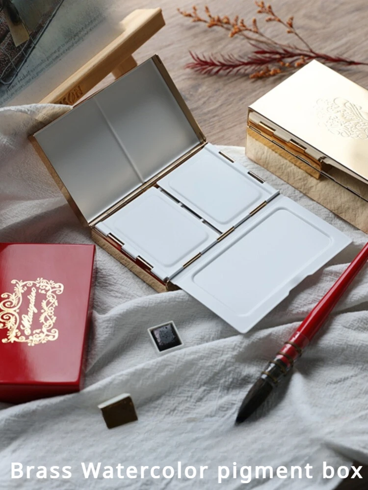 12-18-24cell-Brass-Watercolor-Pigment-Portable-Colour-Mixing-Box-Multi ...