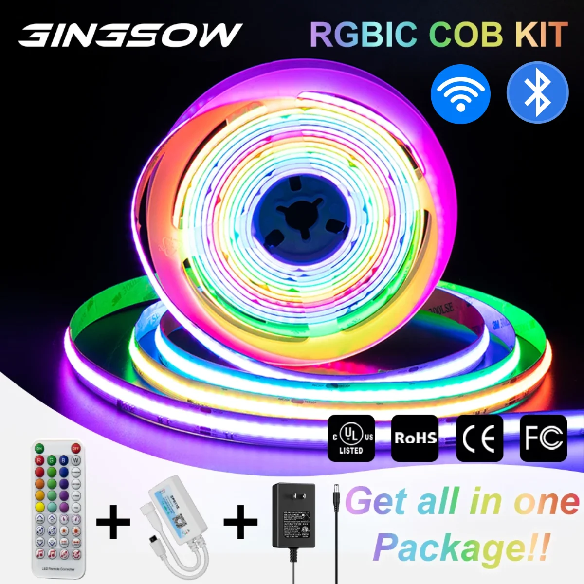 Gingsow-24V-5-10M-RGBIC-Addressable-COB-LED-Strip-Light-Kit-IP65-Led ...