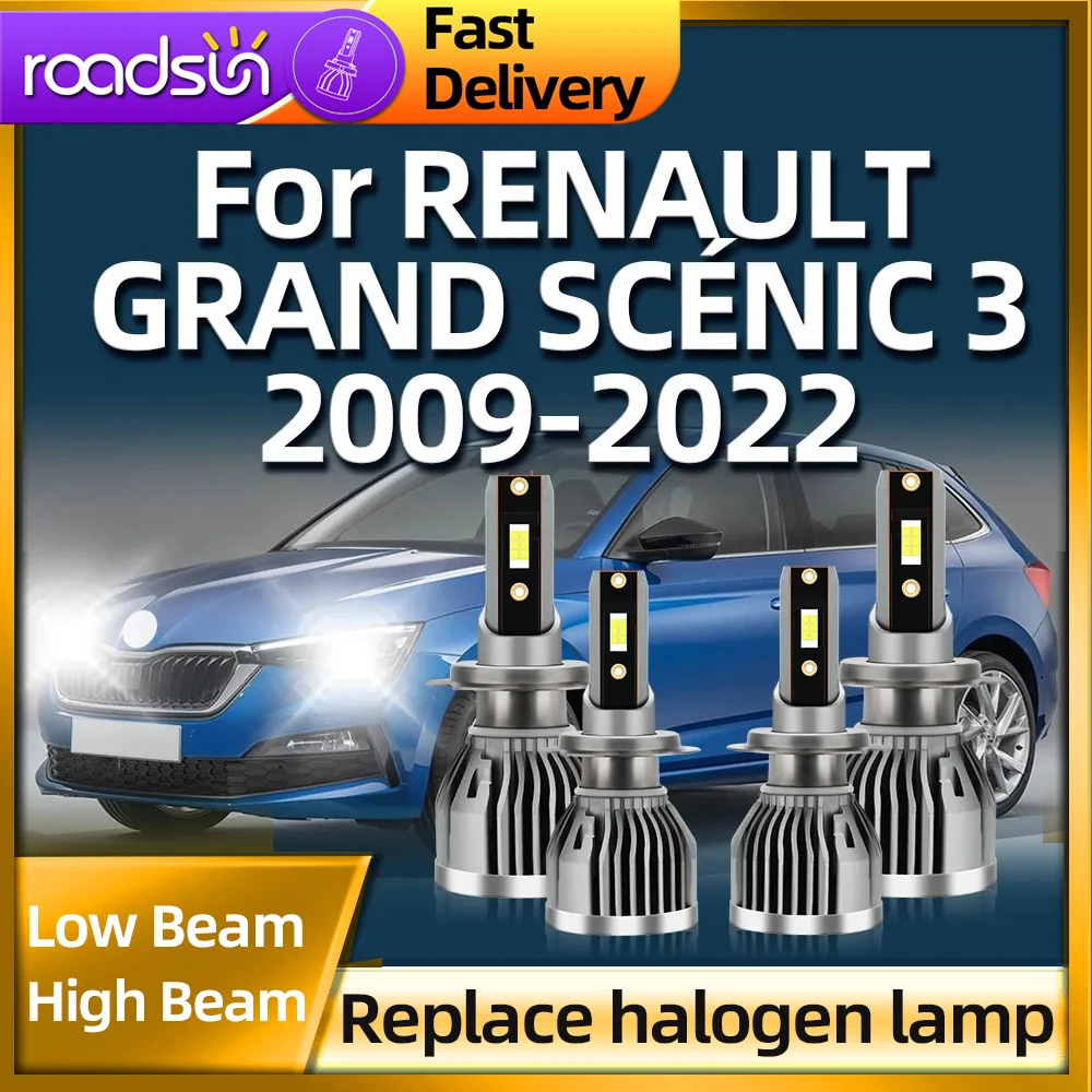 Roadsun-LED-Headlight-110W-H7-Car-Headlam-6000K-For-RENAULT-GRAND ...