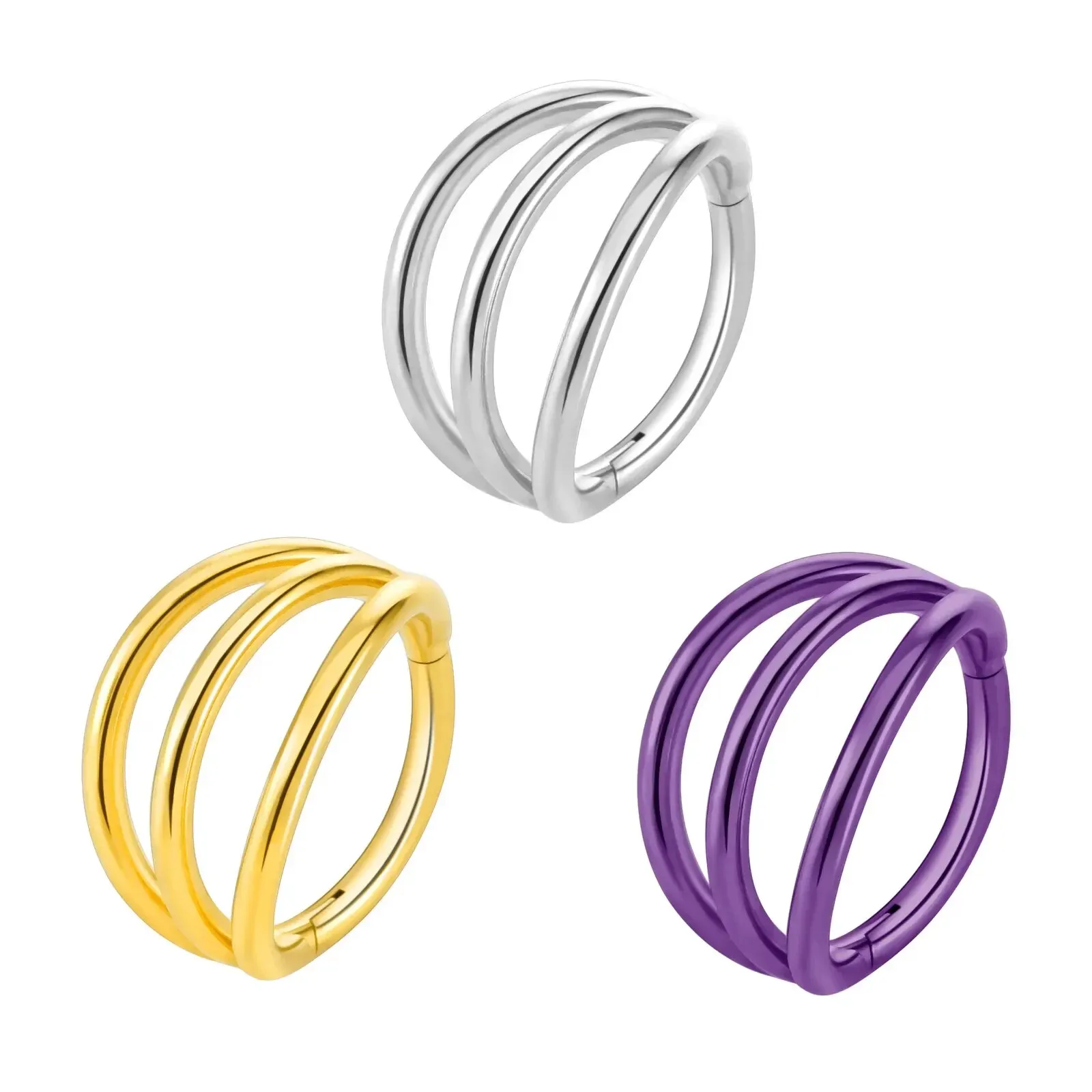 Three-layer-Hinge-Separation-Buckle-Ring-Segmental-Piercing-Opening ...