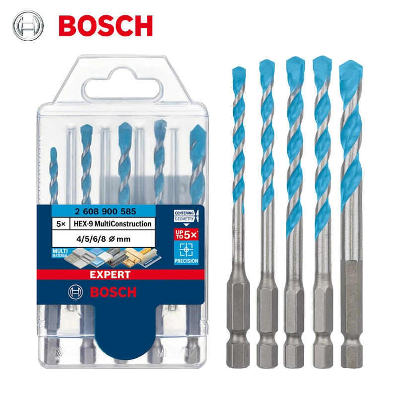 Bosch 2608900585 Hexagon Shank Drill Bit Set 5Pcs Tile Glass Ceramic ...