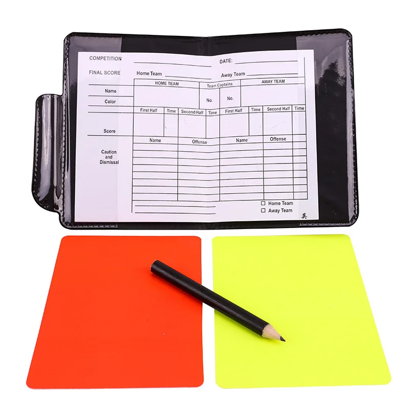 1-Set-Soccer-Referee-Record-Book-With-Fluorescent-Red-And-Yellow-Card ...