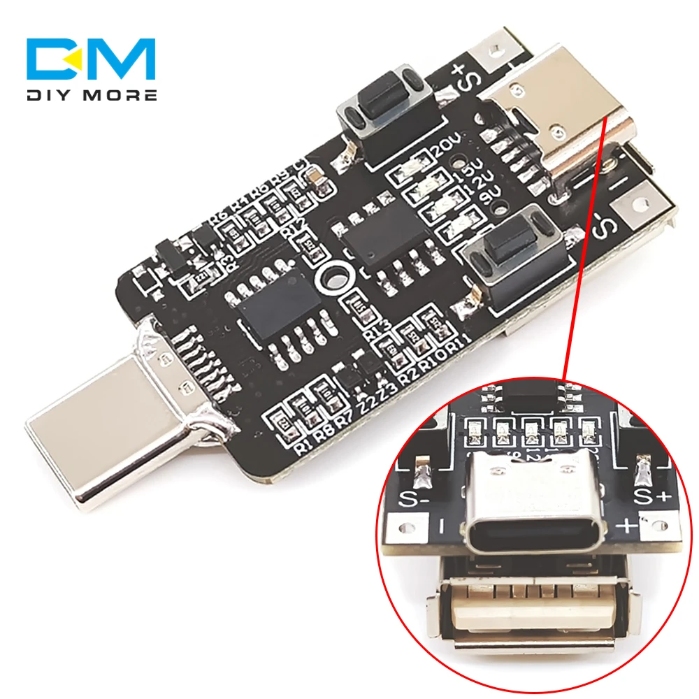 Diymore Pd/qc Decoy Trigger Board Usb Type-c 5v 9v 12v 15v 20v Battery Fast Charging Module Pd2 ...