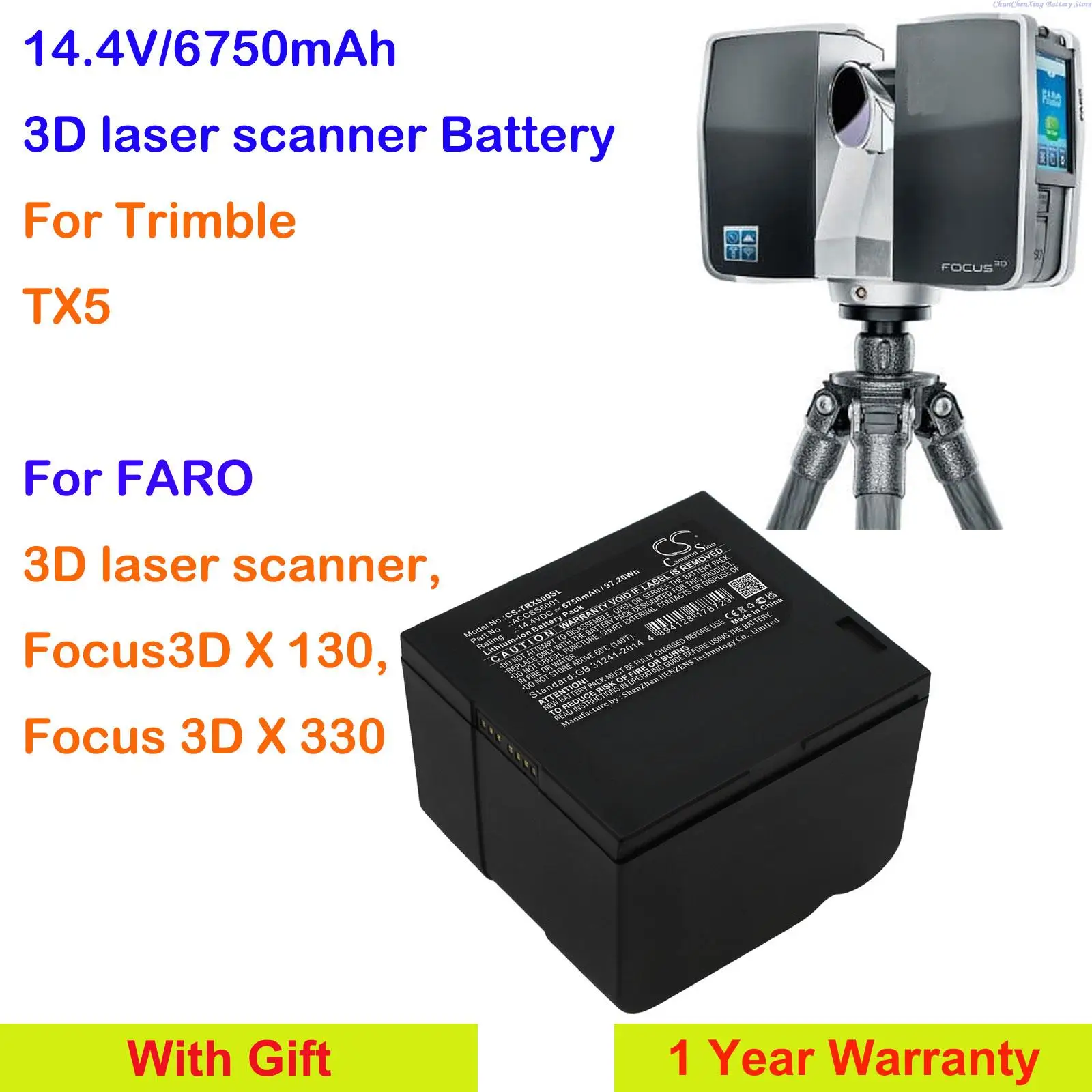 Cameron-Sino-6750mAh-battery-ACCSS6001-for-FARO-3D-laser-scanner ...