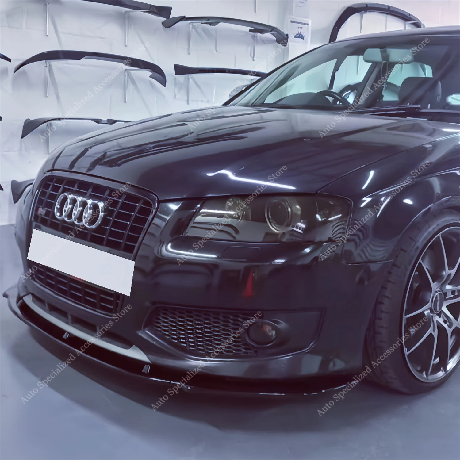 Gloss Black 3Pcs Car Front Bumper Lip Spoiler Splitter Diffuser Retroft ...