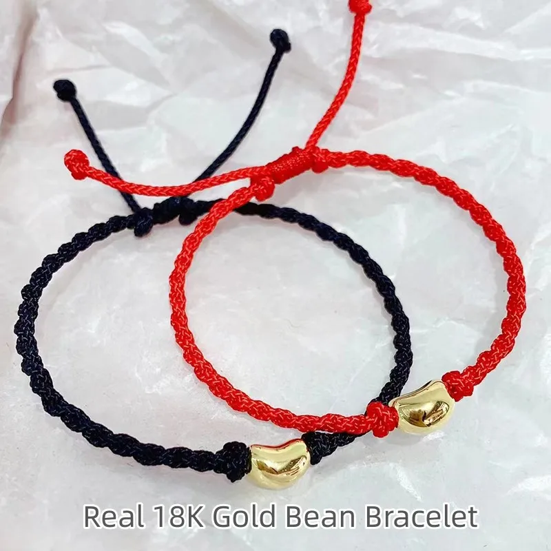 MUZHI-Real-18K-Gold-Bracelet-for-Women-Pure-AU750-Gold-Bean-Bracelet ...