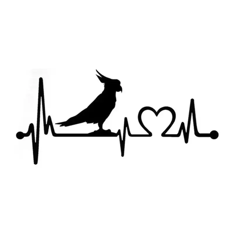 Parrot-Heartbeat-Heart-Lifeline-Car-Sticker-For-Laptop-Water-Bottle-Car ...