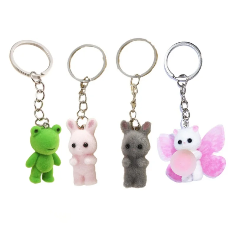 3D-Flocking-Frog-Dog-Cat-Keychain-Cute-Flocked-Little-Frog-Animals ...
