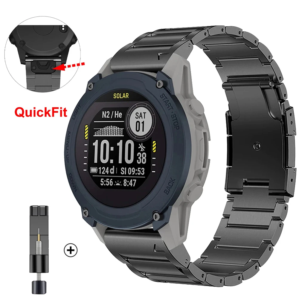 Garmin Descent Mk1 Titanium Strap | Stainless Steel Solar Band Belt ...