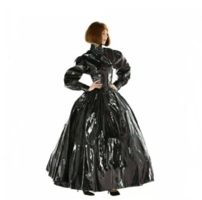 New Hot Sale PVC Lockable Gothic Sissy Dress Tunic Punk Black Prom ...