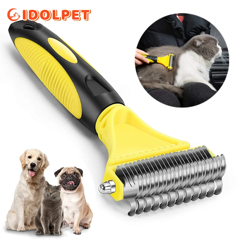 Pets Stainless Steel Grooming Brush Two Sided Shedding and Dematting ...