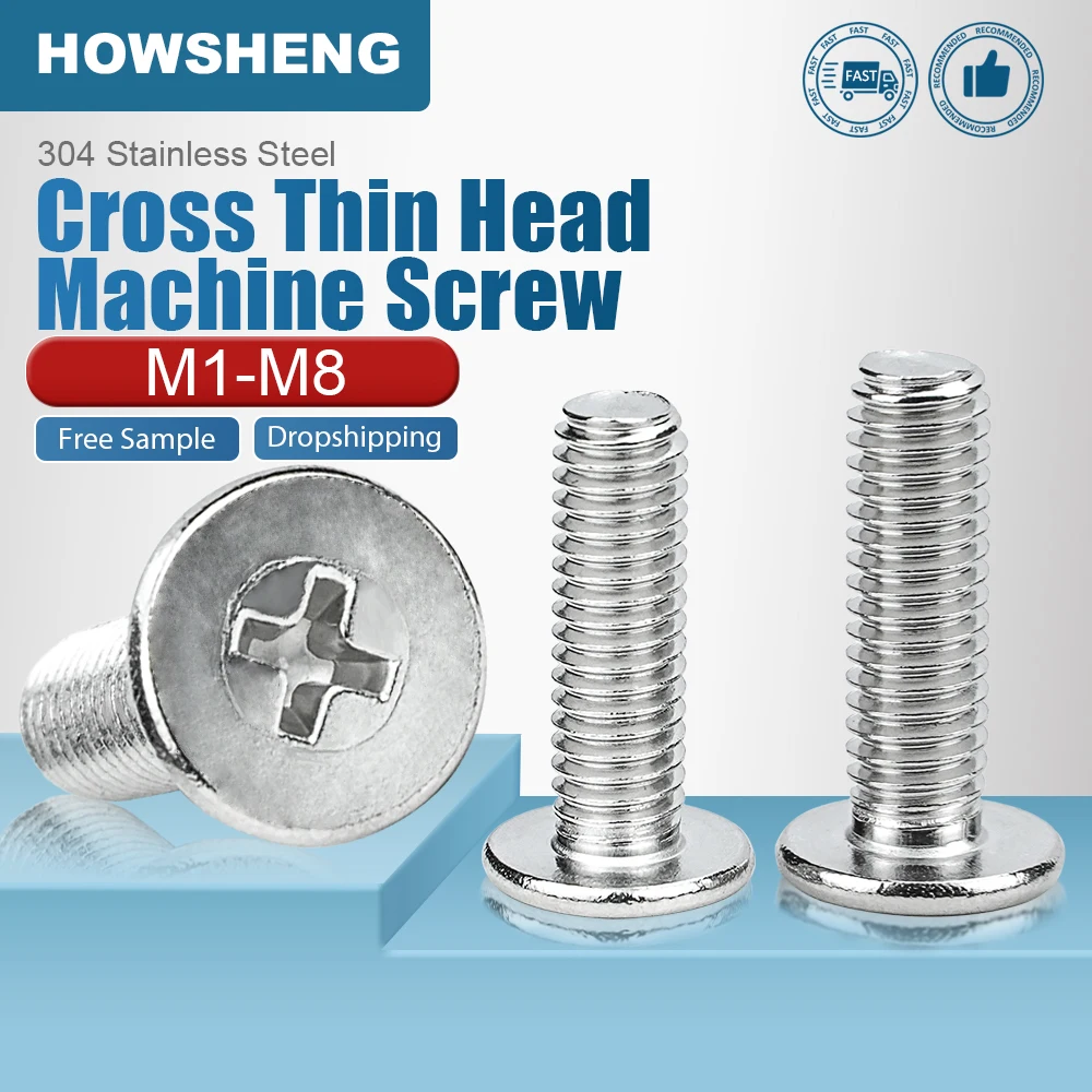 HOWSHENG 5-100pcs Cross Ultra Thin Head Screw CM Screws M1 M2 M4 M8 ...