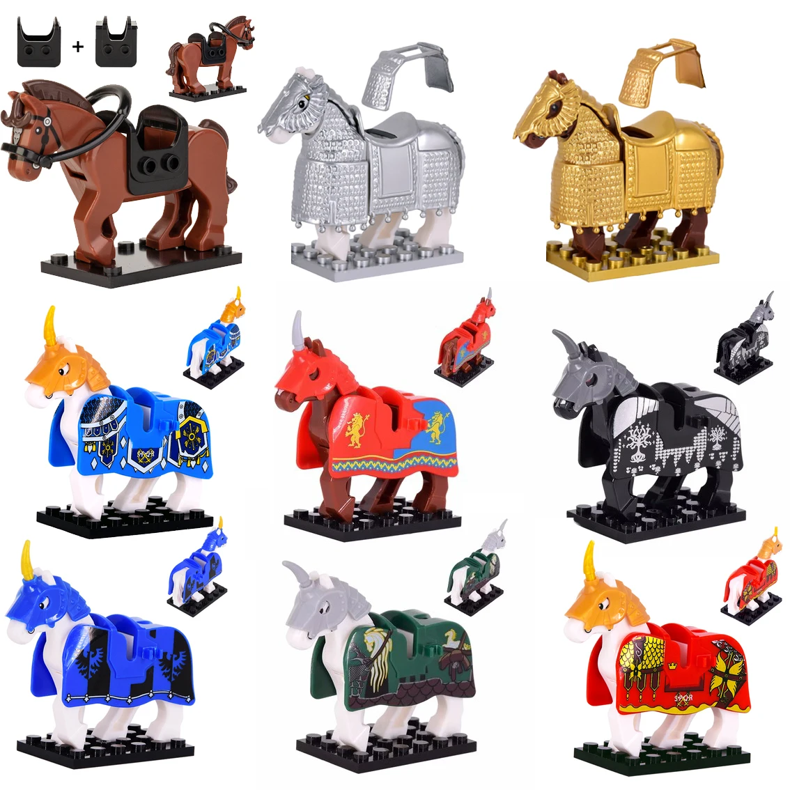 MOC-Medieval-Battle-War-Horse-Animals-Building-Blocks-Castle-Knights ...