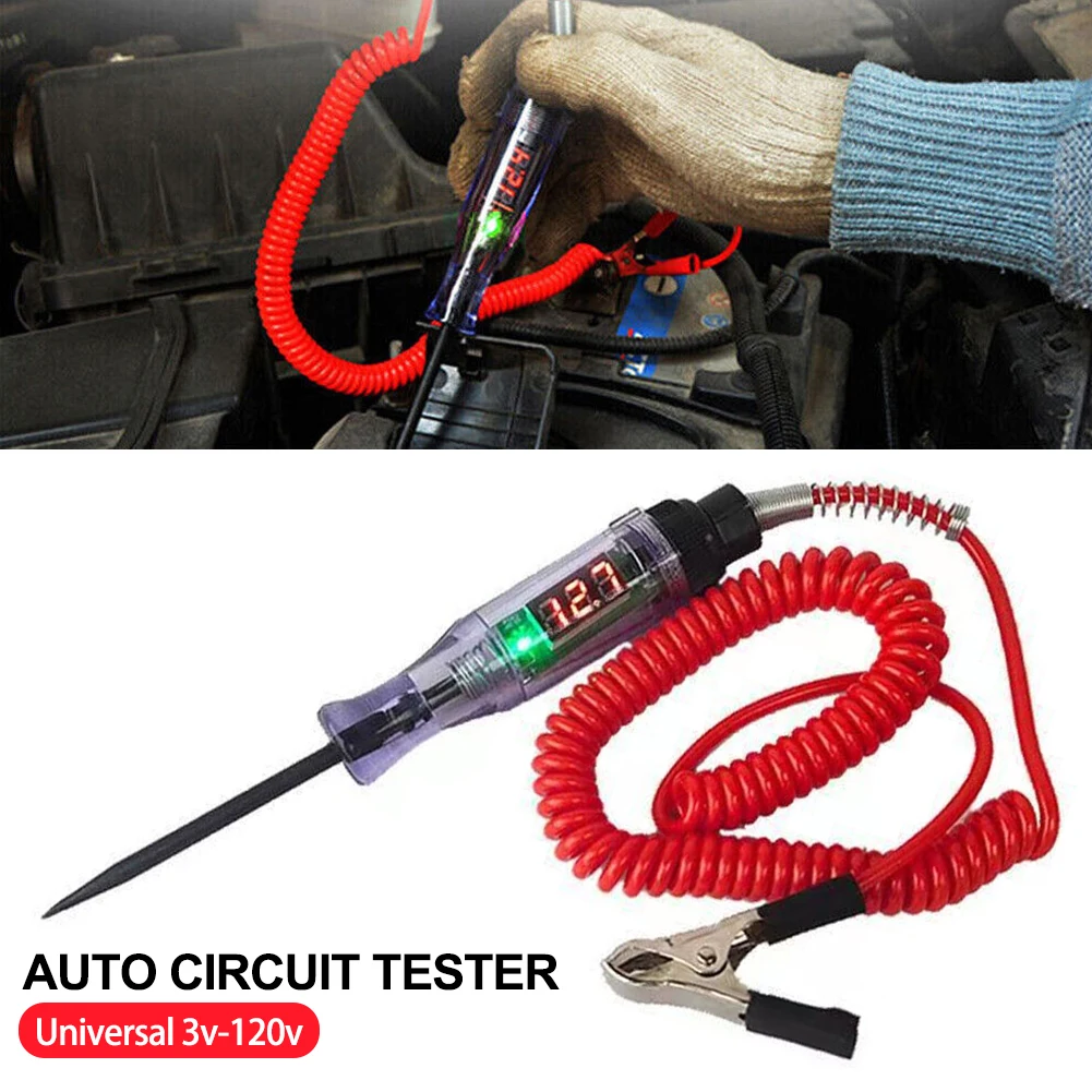 Universal 12V 24V LED Display Car Circuit Tester Pen Probe 3-120v ...