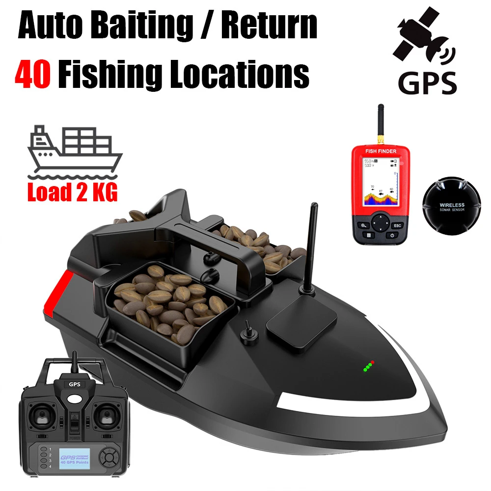 V020 Smart 40 Points Gps Auto Return Rc Bait Boat 2kg Loading 500m With ...