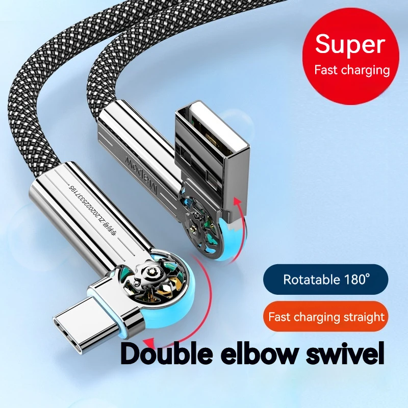 Elbow-USB-TYPE-C-Rotatable-fast-charging-cable-USB-C-Braided-strip ...
