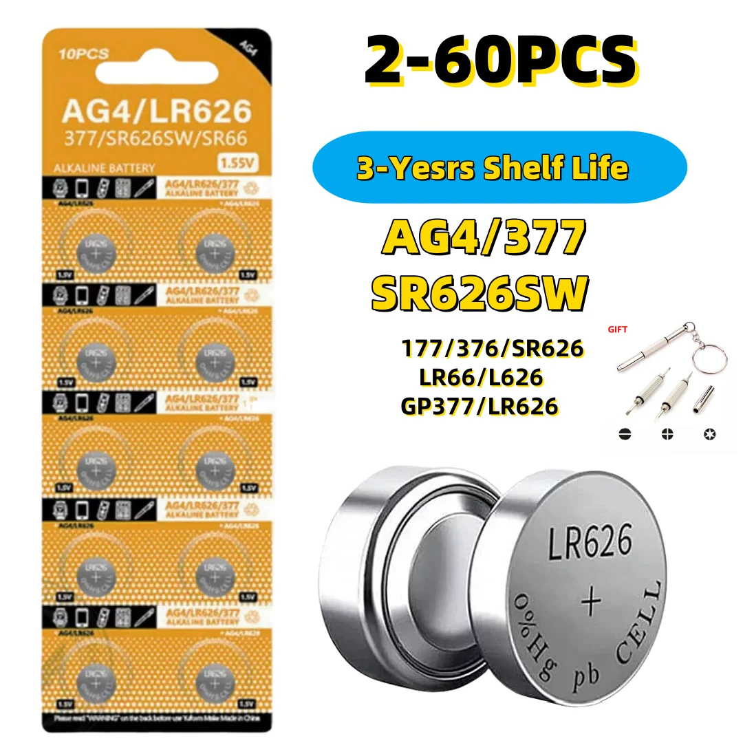 AG4-LR626-High-Quality-Alkaline-Watch-Battery-377-SR626-177-626A-377A ...