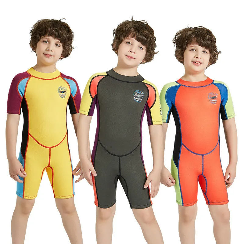 DIVE&SAIL Kid 2.5MM Neoprene Wetsuit Short Sleeve Swimwear Rashguard ...