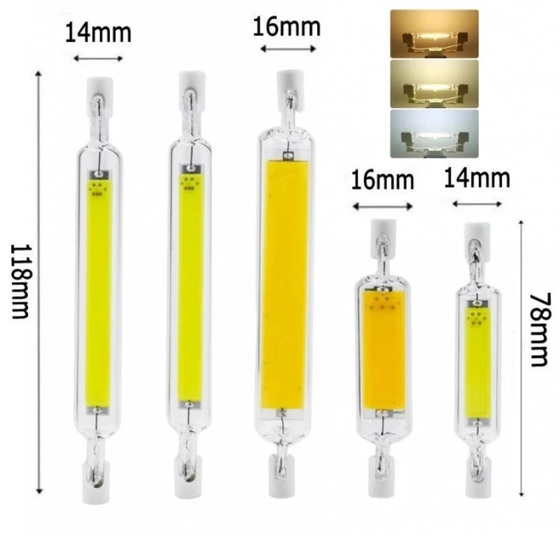 Mini glass dimmable R7S led light 5W 78mm 10W 118mm COB RX7S lamp J118 ...
