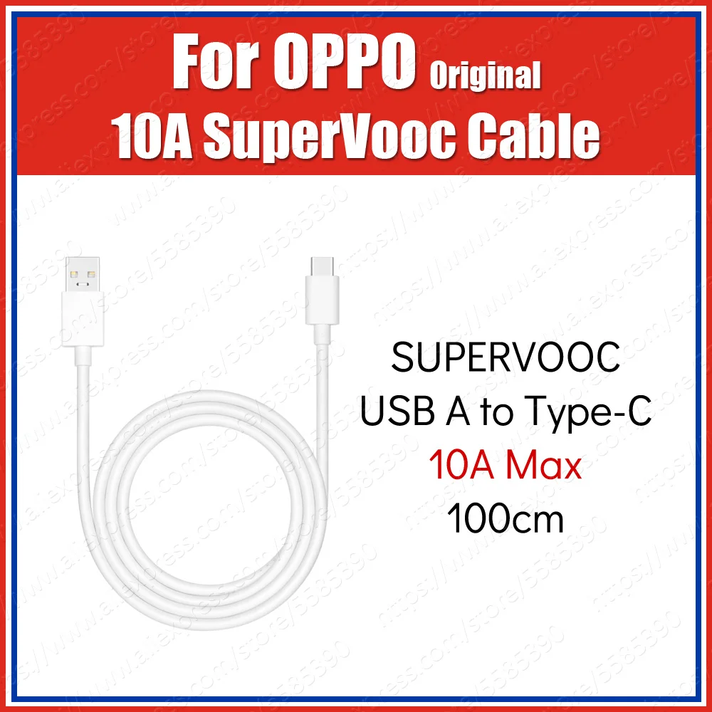 DL129 100W Original OPPO 10A Cable SuperVooc Fast Charger USB A To USB ...