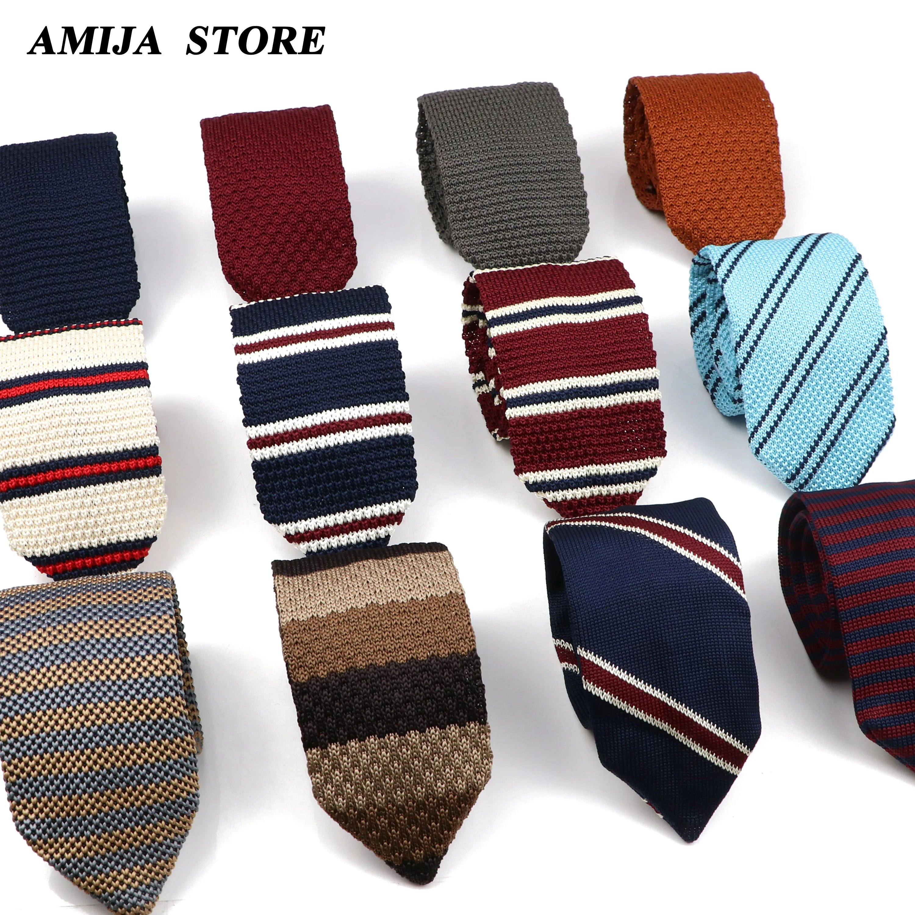 Men-s-Pointed-Knitted-Tie-Solid-Color-Striped-Warm-British-Gentleman ...