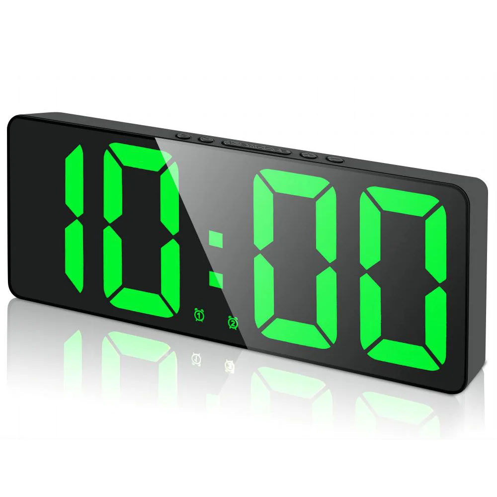 Digital-Alarm-Clock-Voice-Control-Teperature-Snooze-Night-Mode-Desktop ...