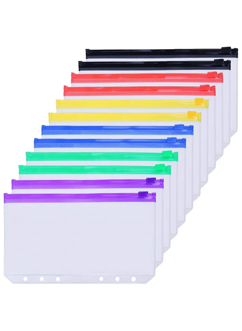 방수 Pvc 현금 봉투 바인더 포켓 노트북 플래너 여행 바인더용 지퍼 바인더 파우치 A6 6 홀 바인더 포켓 12 개