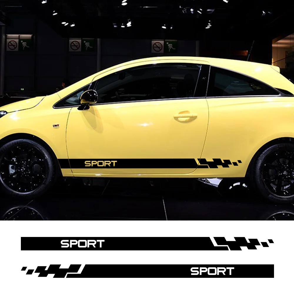 2Pcs Car Side Stripes Stickers For Opel Astra J H G Corsa d Tuning Auto ...