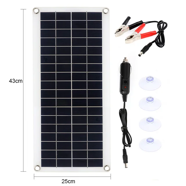 20W Solar Panel Kit Complete 12V 24V USB With 10/20/30/40/50/60A ...