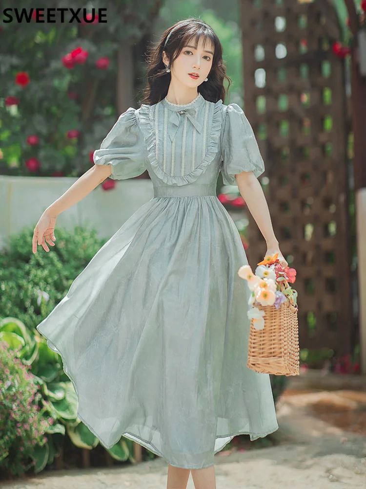 Gaun-Peri-Kawaii-Gaya-Lolita-Gaun-Pesta-Putri-Lengan-Puff-Busur-2022 ...