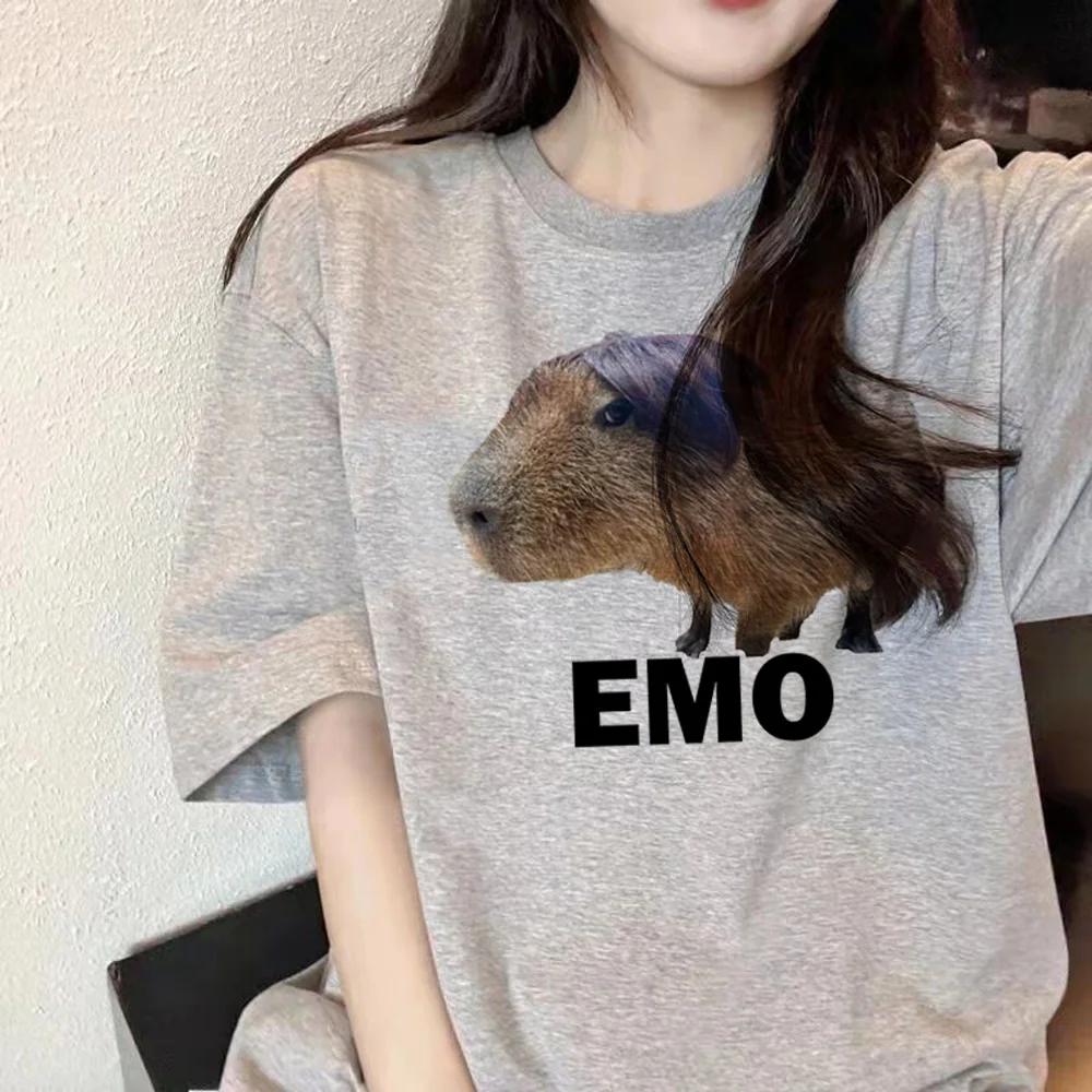 emo-capybara-t-shirts-women-Y2K-manga-harajuku-t-shirt-girl-funny ...