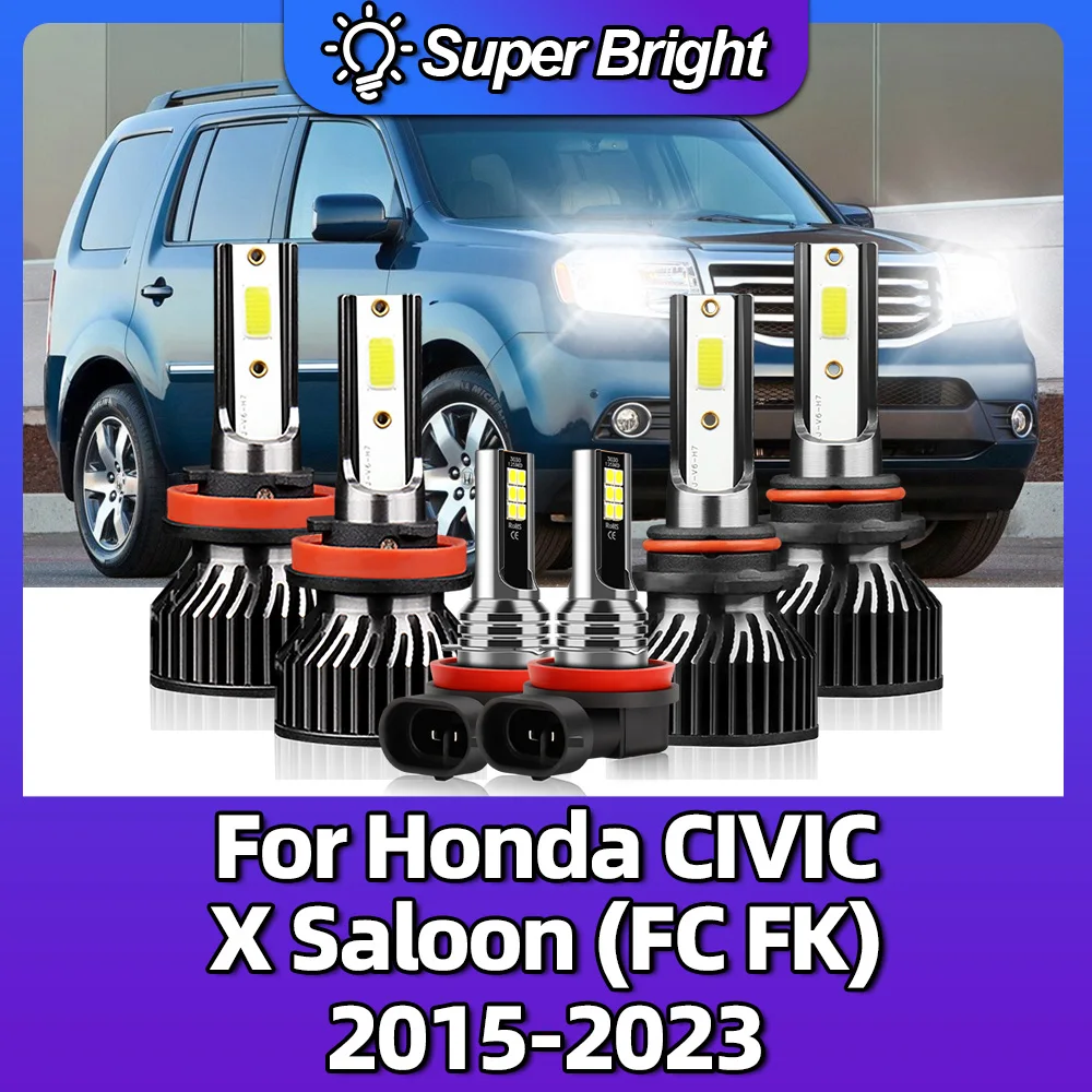 6000K-Bulb-Led-Car-Headlights-Light-100W-10000LM-For-Honda-CIVIC-X ...
