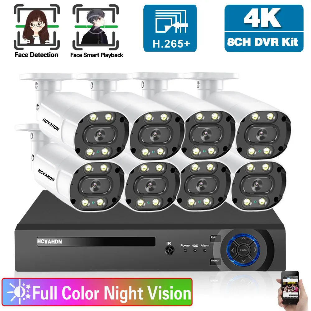 8CH-DVR-CCTV-Security-Camera-System-Set-4K-Full-Color-Night-Vision-AHD ...