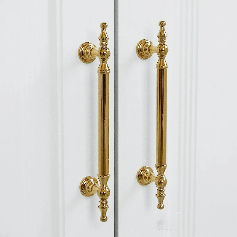 French Bright Gold Handle Brass Wardrobe Drawer Kitchen Cabinet Door ...